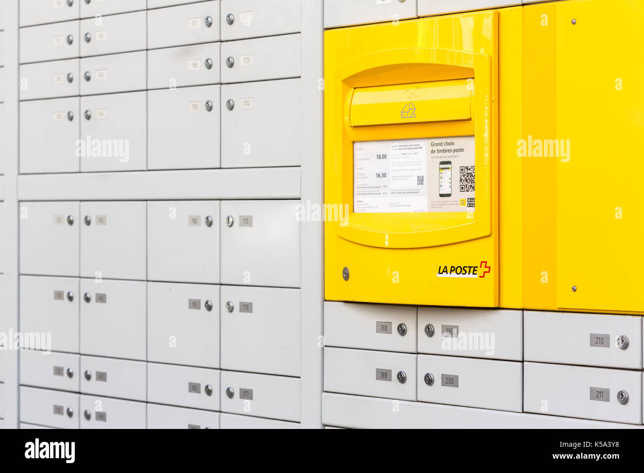 Swiss post box yellow hi-res stock photography and images - Alamy