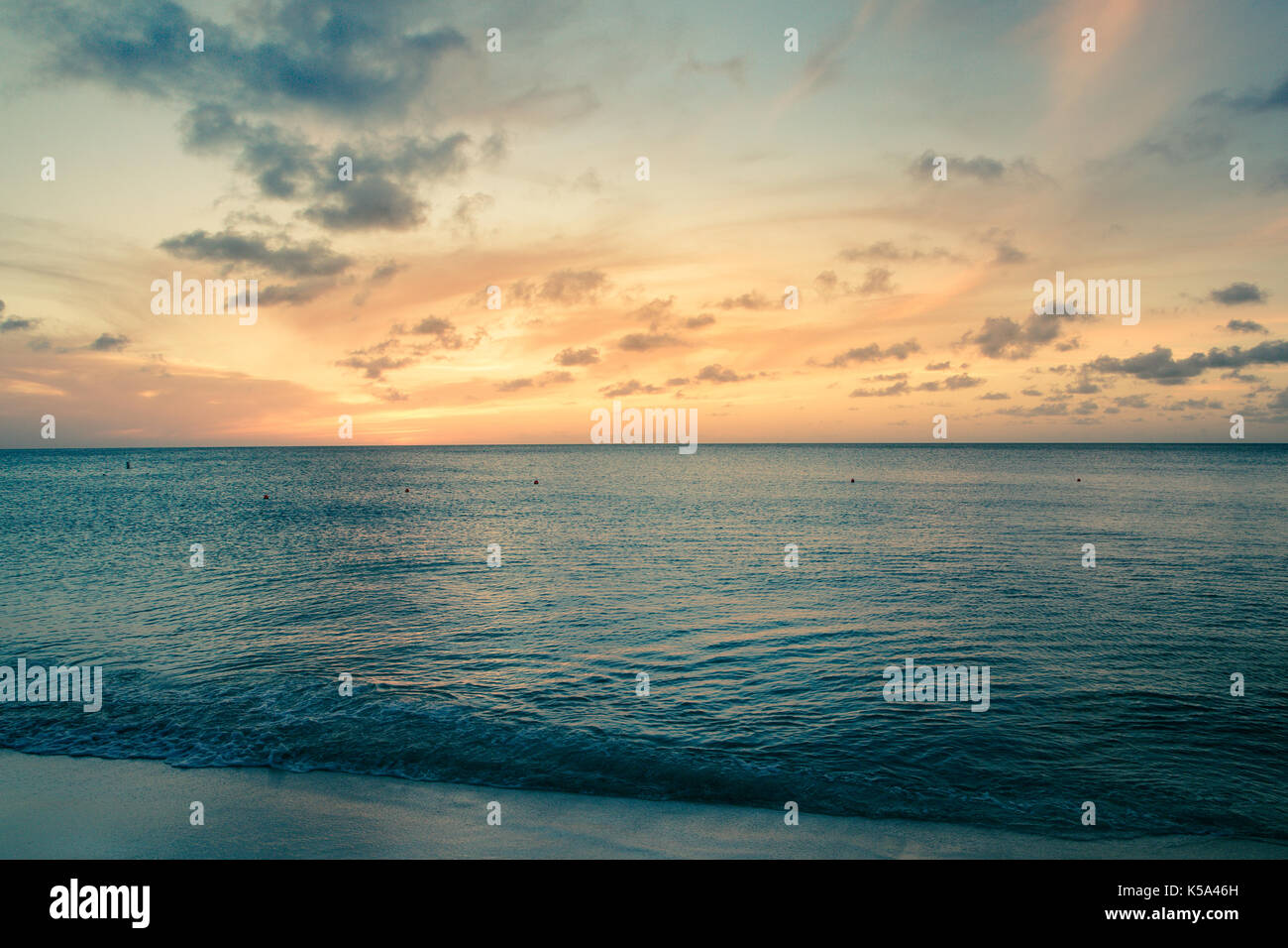 Sunset Beach Sea Vintage tone Stock Photo - Alamy