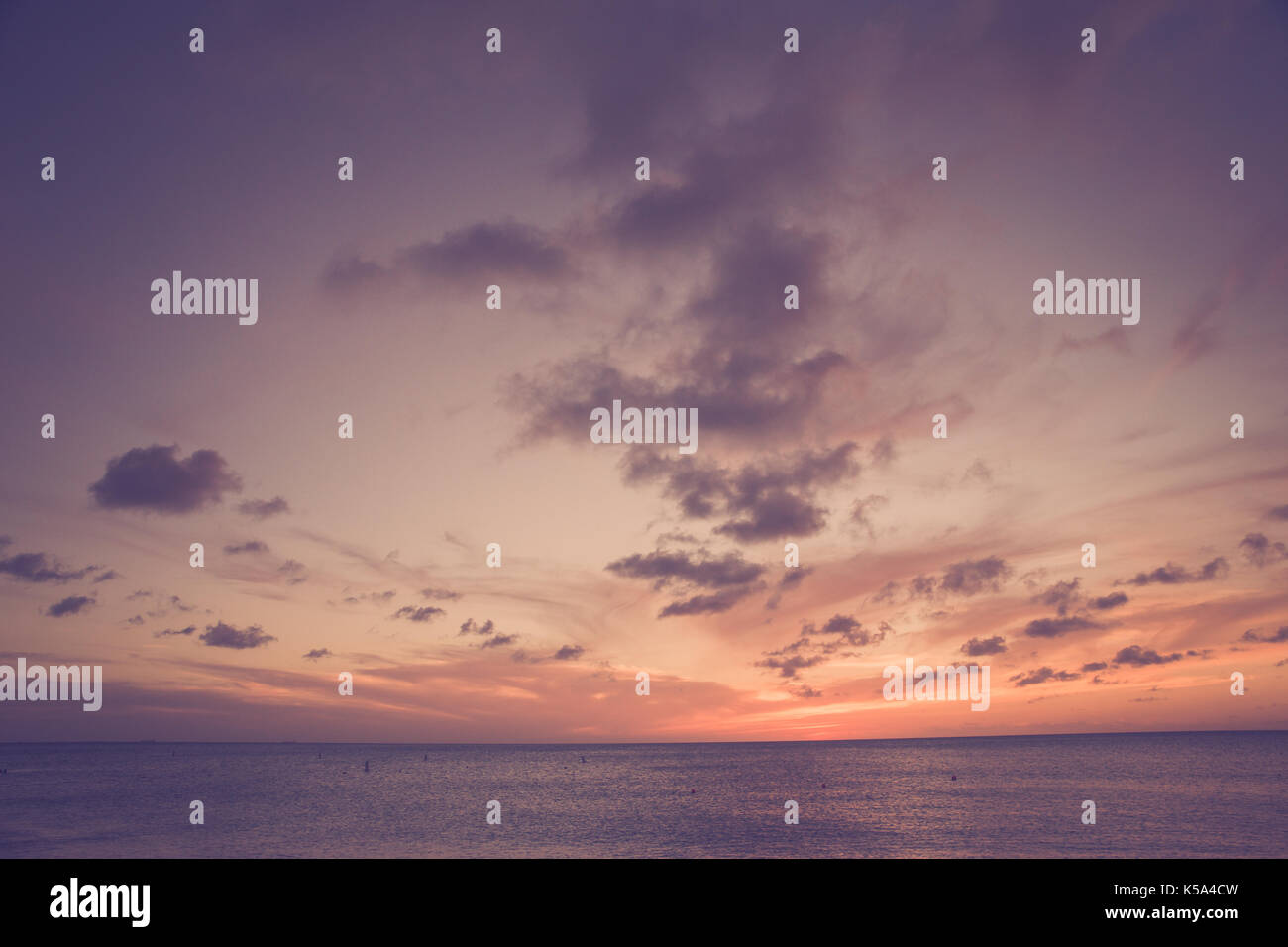 Sunset Beach Sea Vintage tone Stock Photo - Alamy