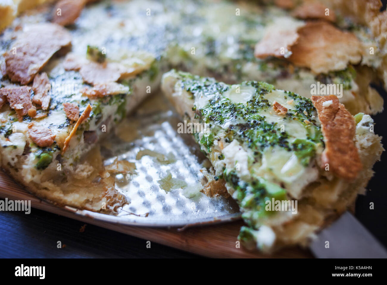 Quiche with chicken and broccoli, home made Stock Photo - Alamy