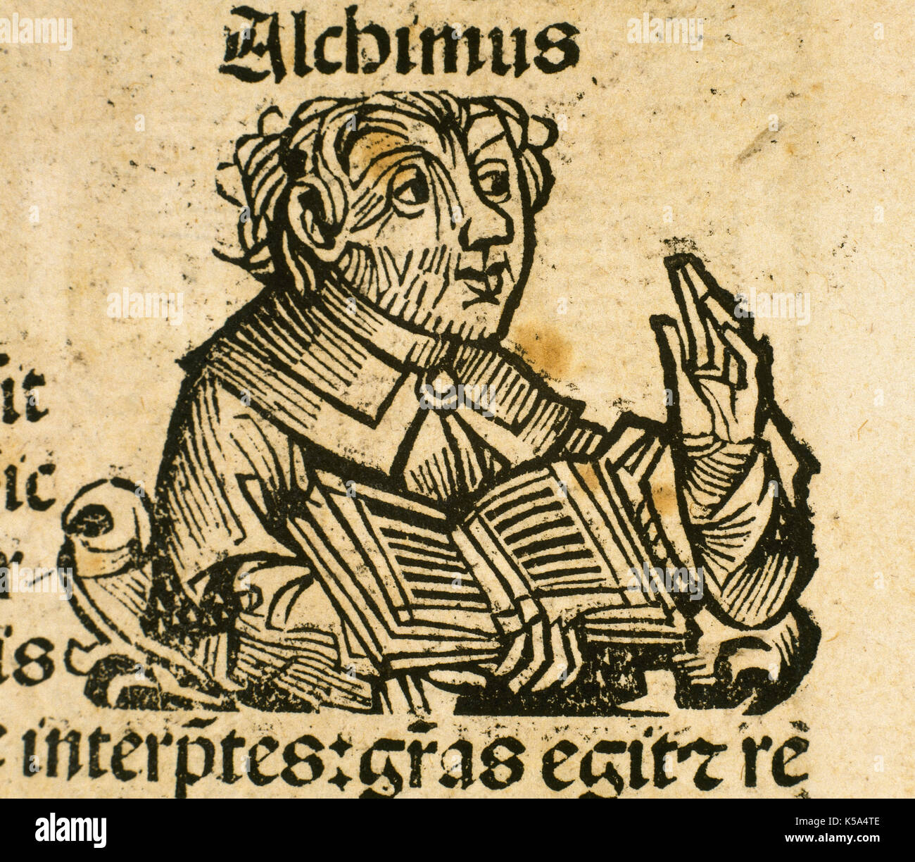 Alchimus. Old Jewish prophet. Engraving, 16th century from the Liber ...