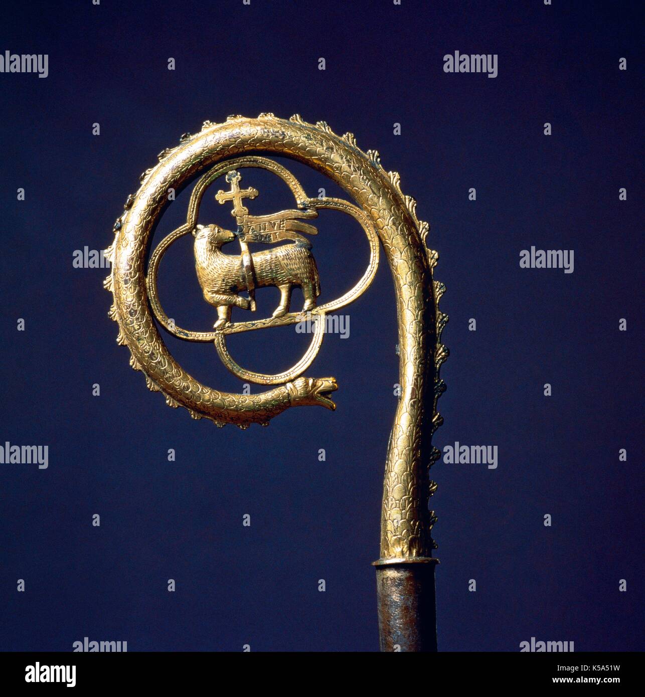 Romanesque period. Crosier. Golden copper. Century XIII. Probably a ...