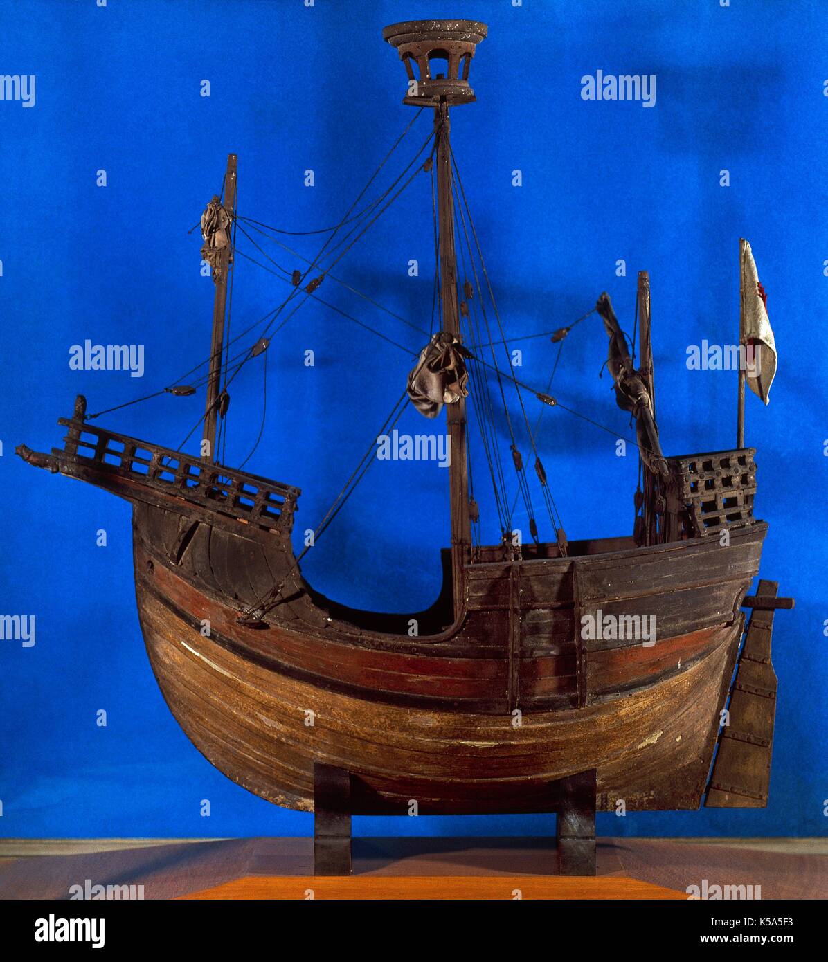 Medieval boat called Coca de Mataro. Sailor exvoto made in the 15th ...