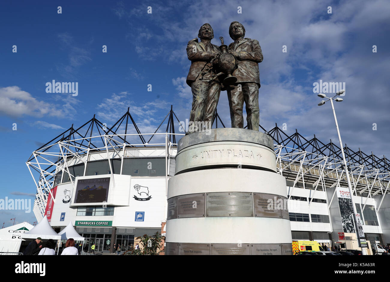 The Brian Clough and Peter Taylor statue outside Pride Park before the ...