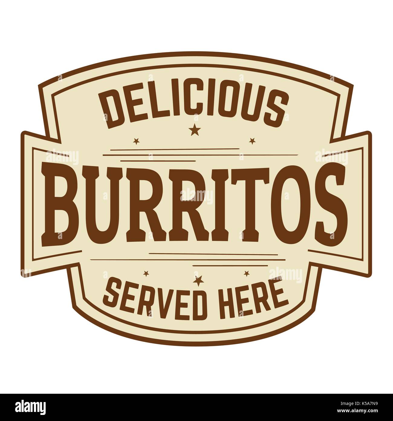 Burritos label or sticker on white background, vector illustration ...