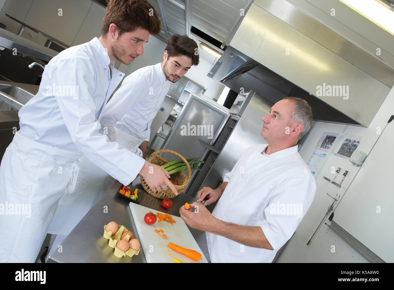 chef supervising trainees cooking Stock Photo - Alamy