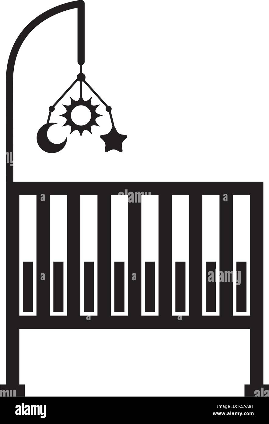cot baby shower furniture mobile toy infant symbol Stock Vector Image ...