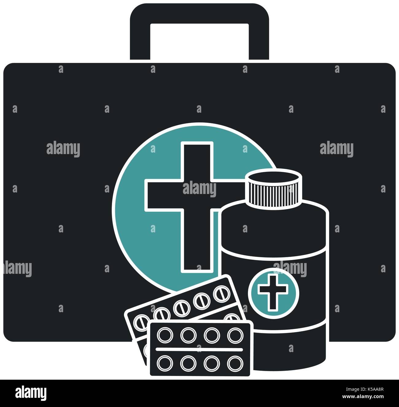 medical kit with medicine bottle vector illustration design Stock ...