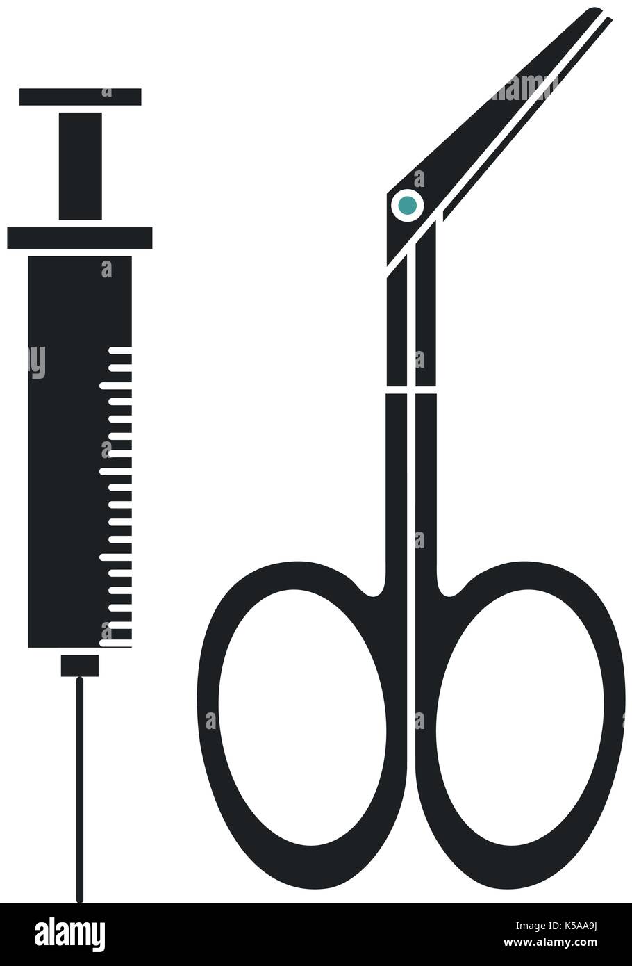 surgical scissors with injection vector illustration design Stock ...