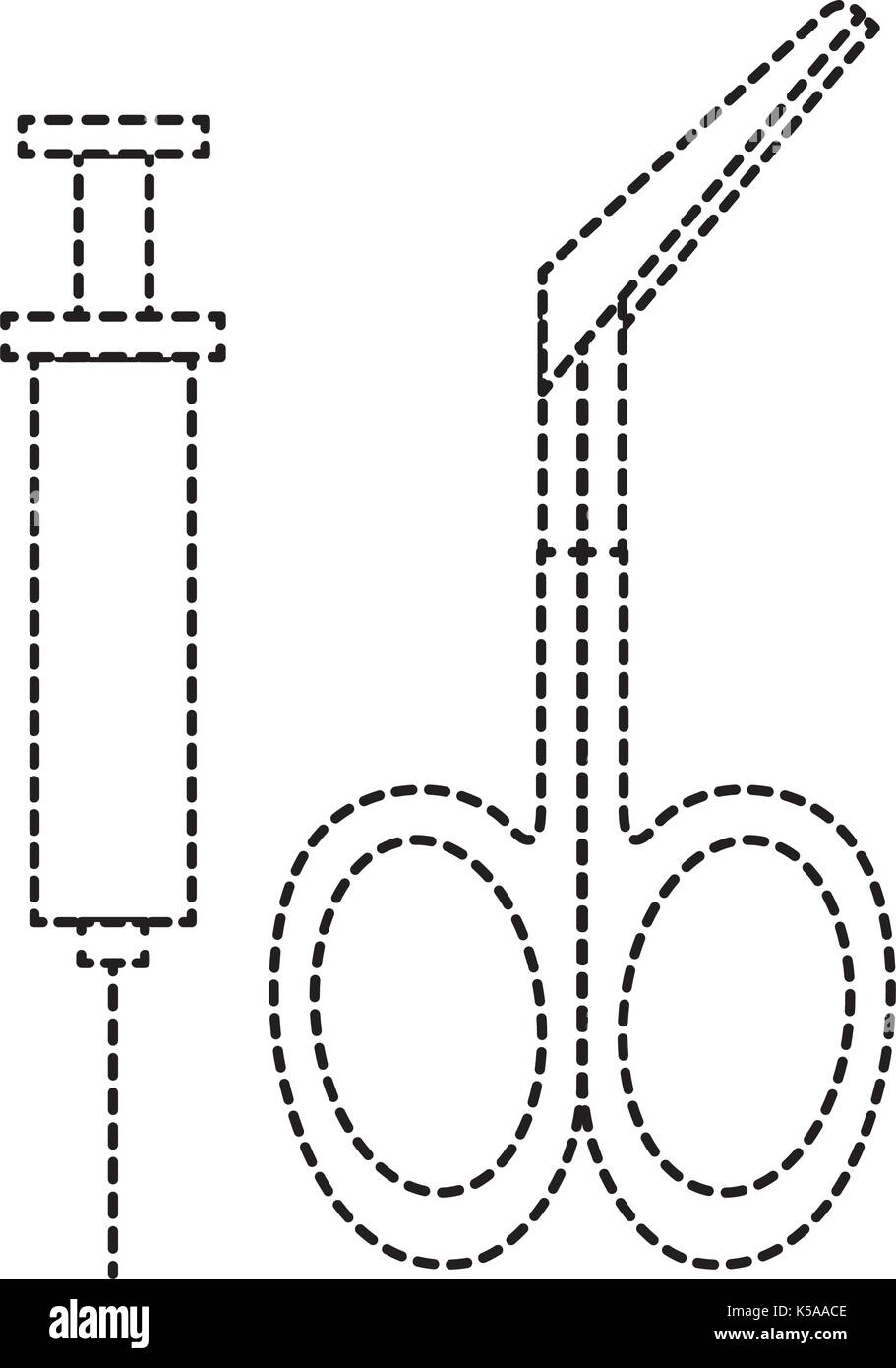 surgical scissors with injection vector illustration design Stock ...