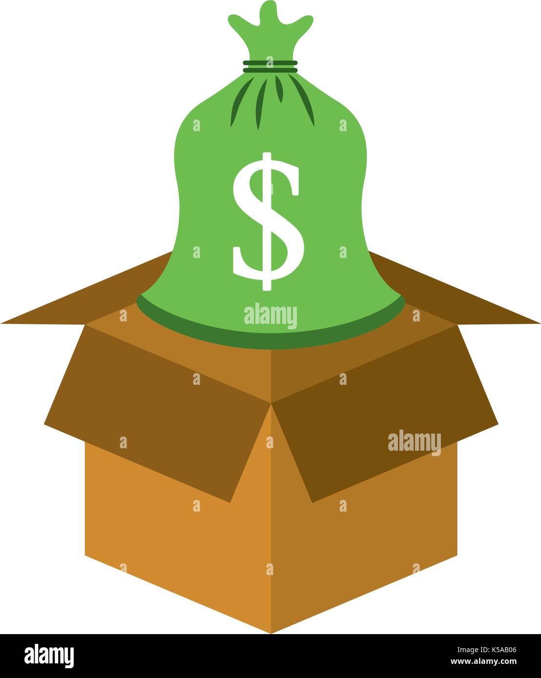 cardboard box with sack money save bank concept Stock Vector Image ...