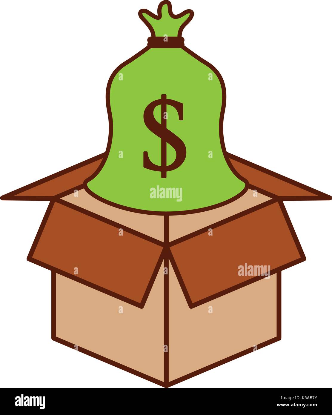 cardboard box with sack money save bank concept Stock Vector Image ...