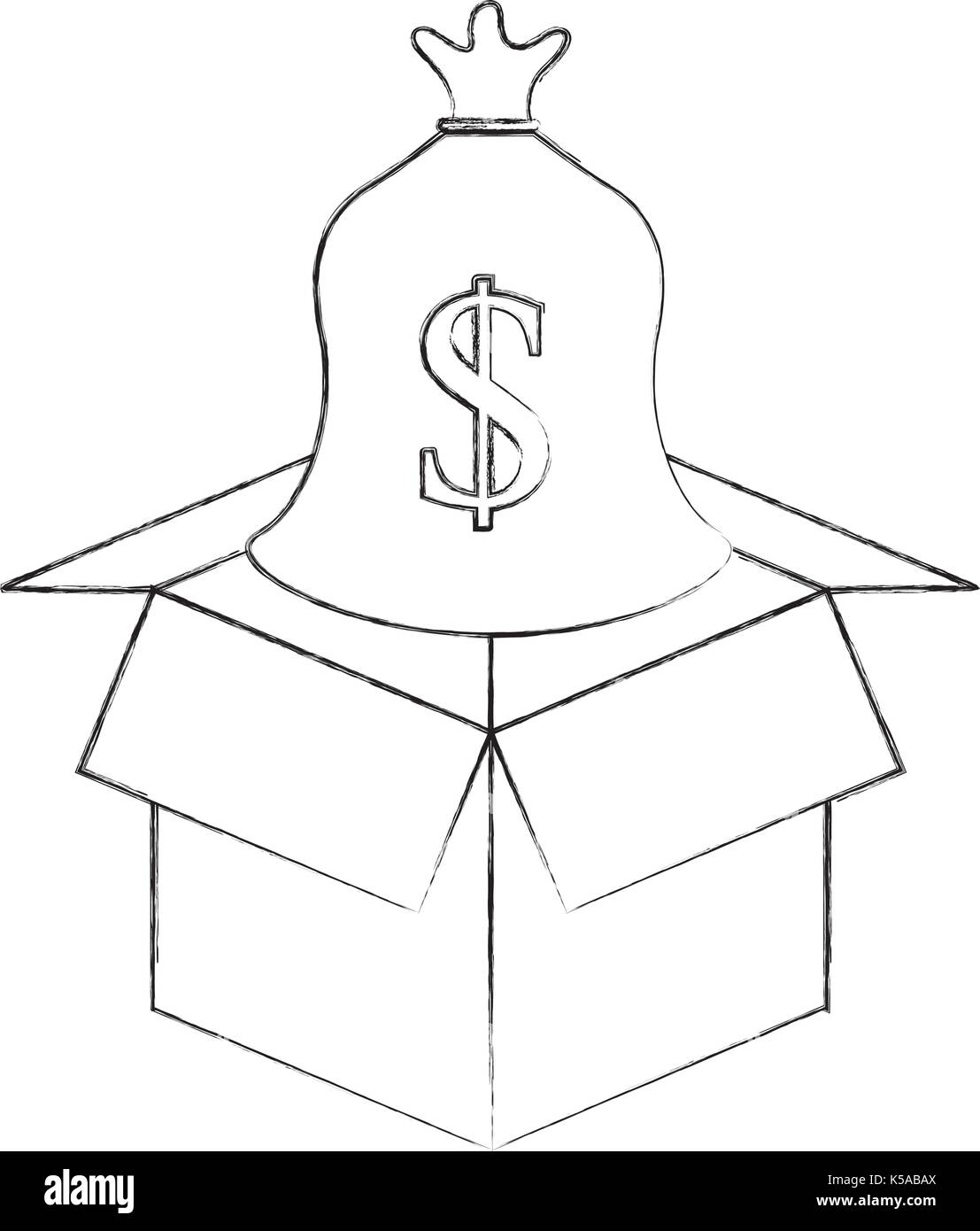 cardboard box with sack money save bank concept Stock Vector Image ...