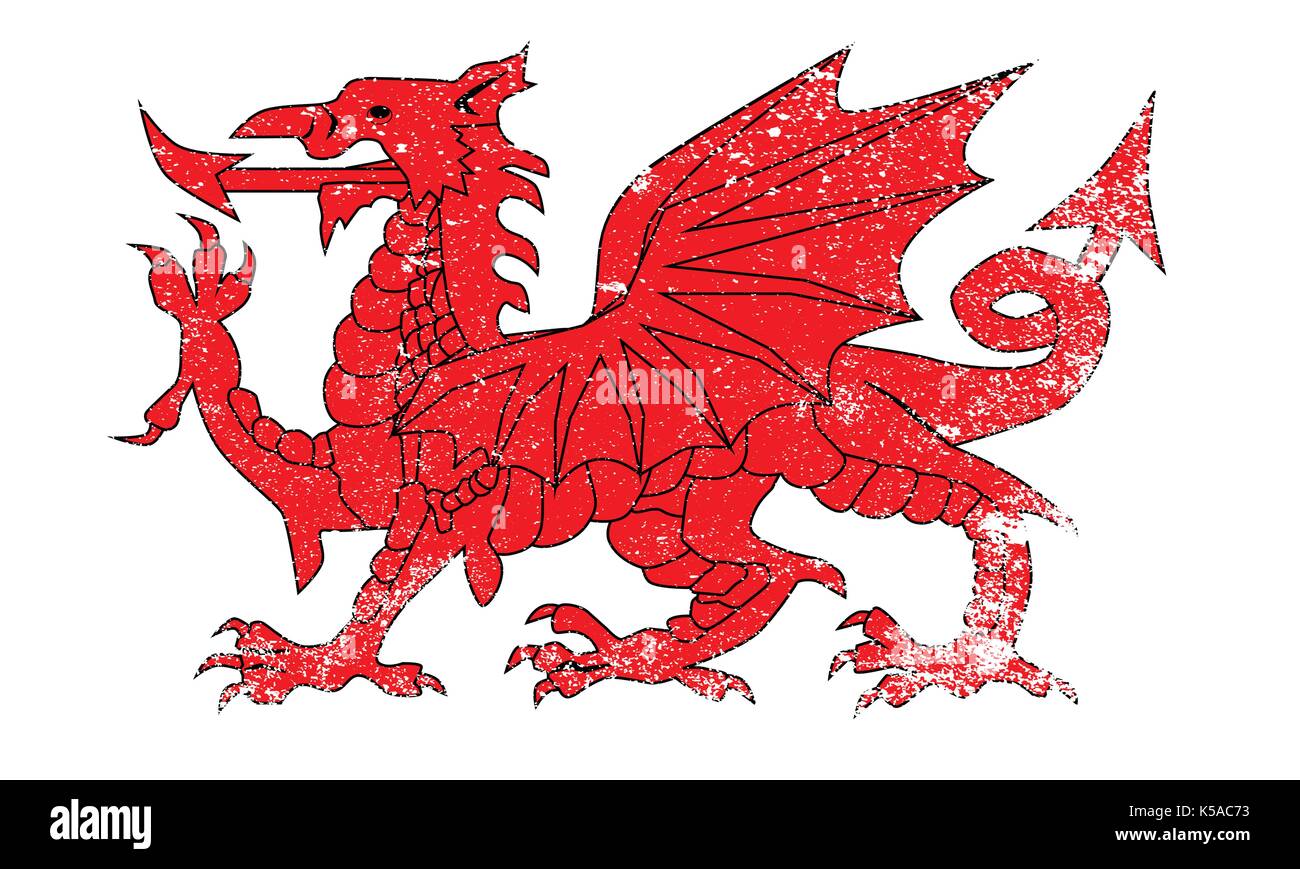 The Welsh Dragon isolated over a white background with grunge Stock ...