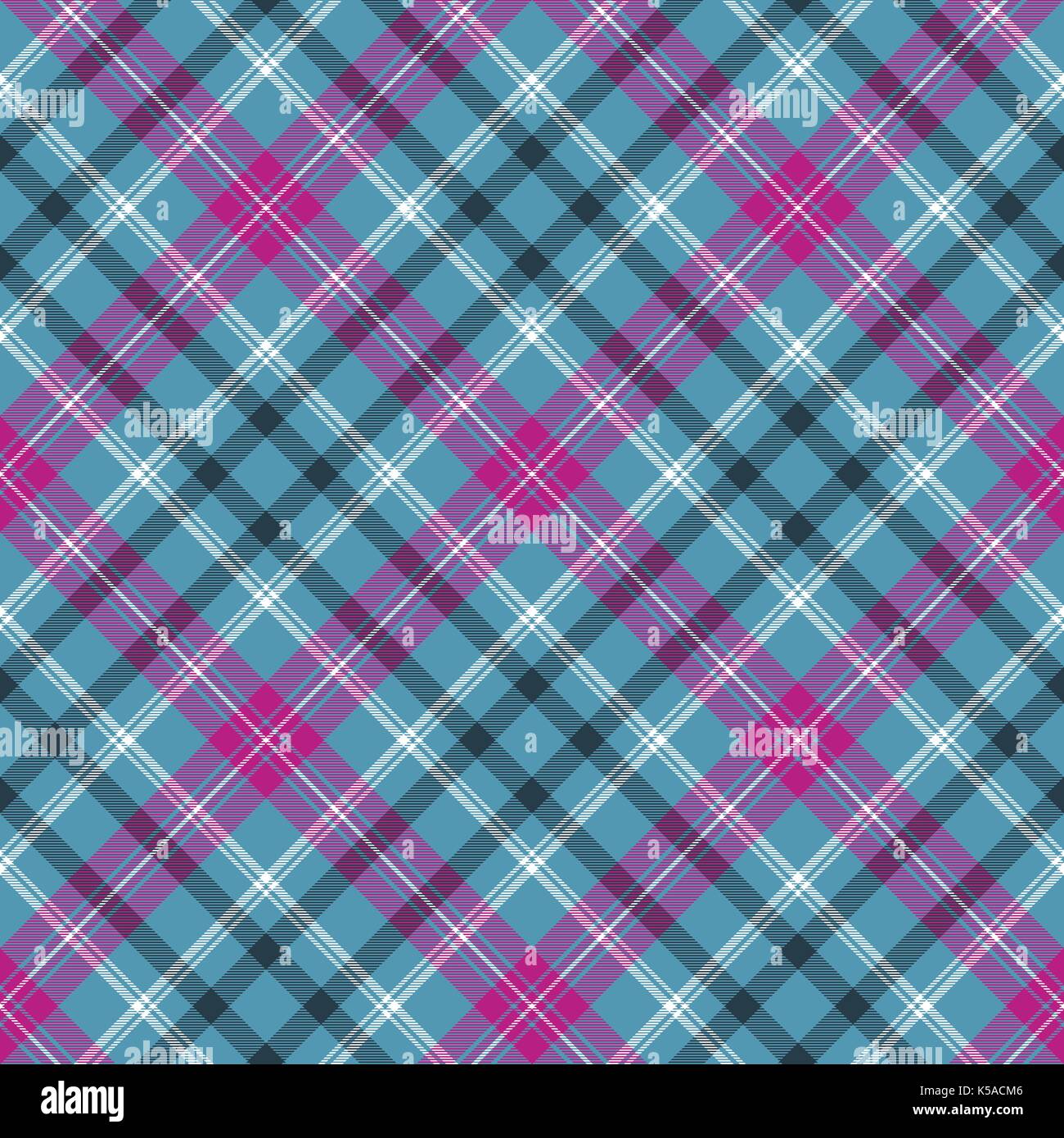 Blue pink check plaid seamless pattern. Vector illustration Stock ...