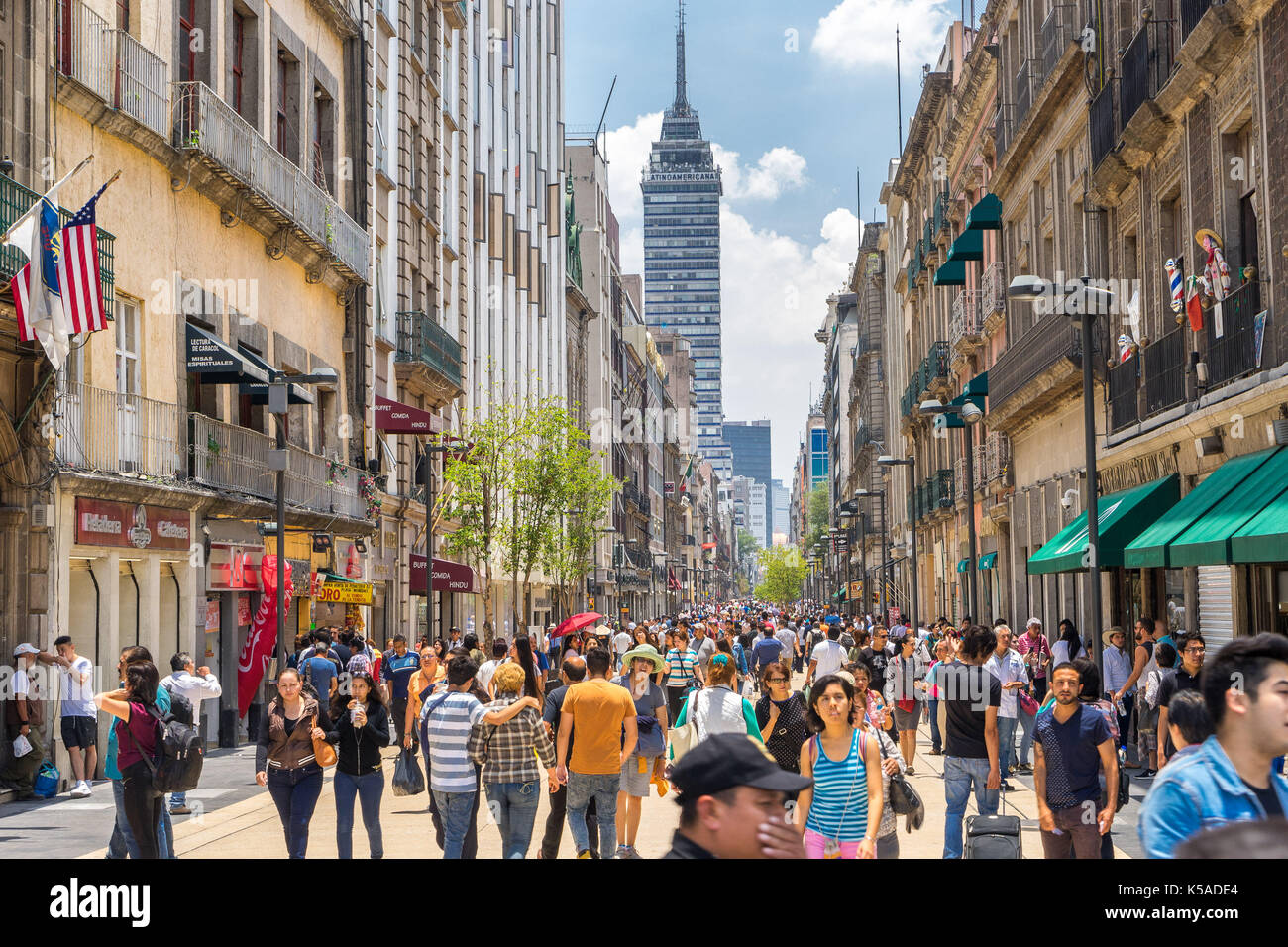 Mexico city, Mexico - Jul 7, 2016: Crowds in the city center Stock ...