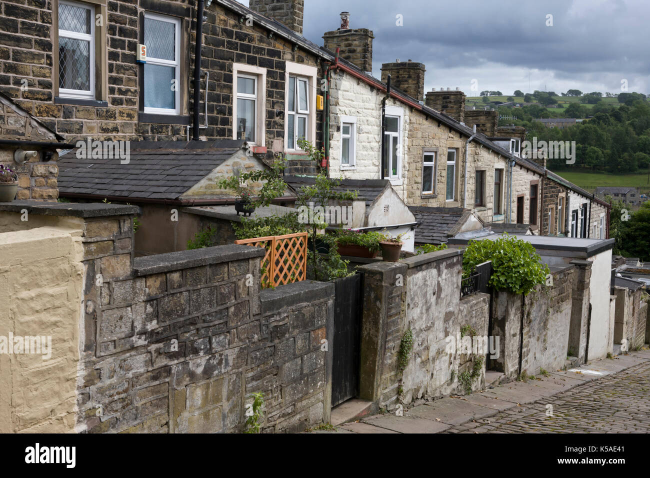 Back lane between traditional back to back housing in Basil Street and ...