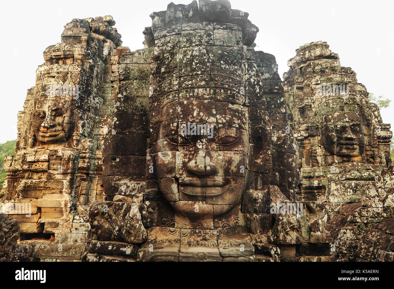 Buddha Face Carved On Stone At Angkor Wat Temple,Cambodia Stock Photo ...