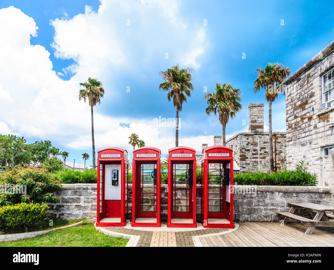Old classic British red phone booths in Bermuda Stock Photo - Alamy