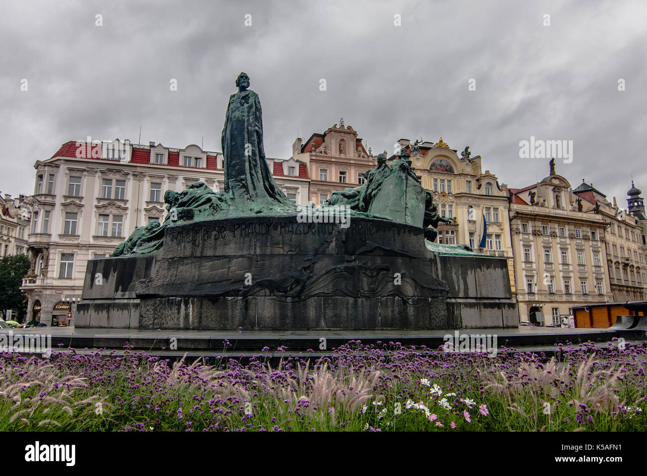 The Jan Hus Memorial, Old Town Square, Prague Stock Photo - Alamy