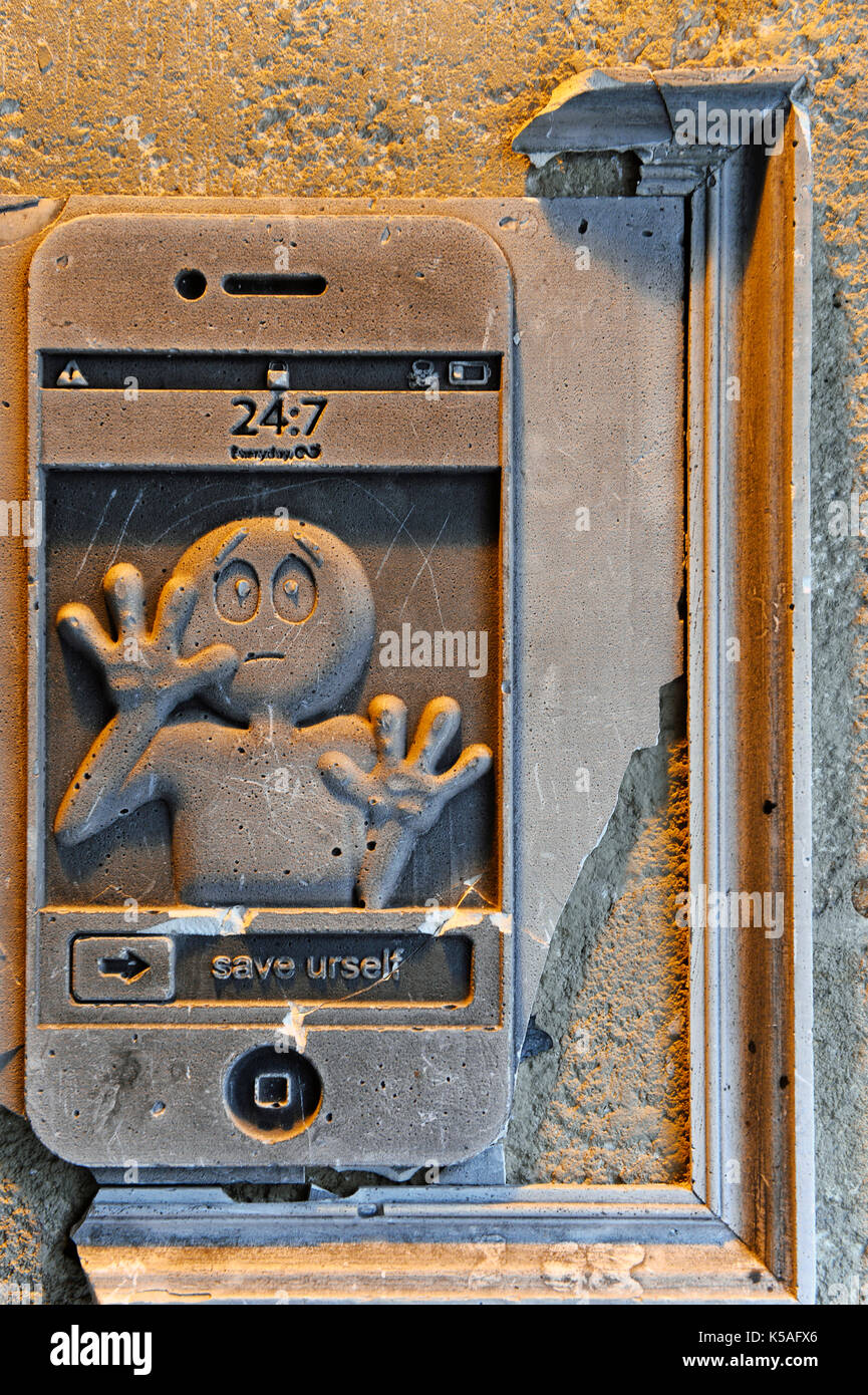 Street art smartphone, Paris, France Stock Photo - Alamy