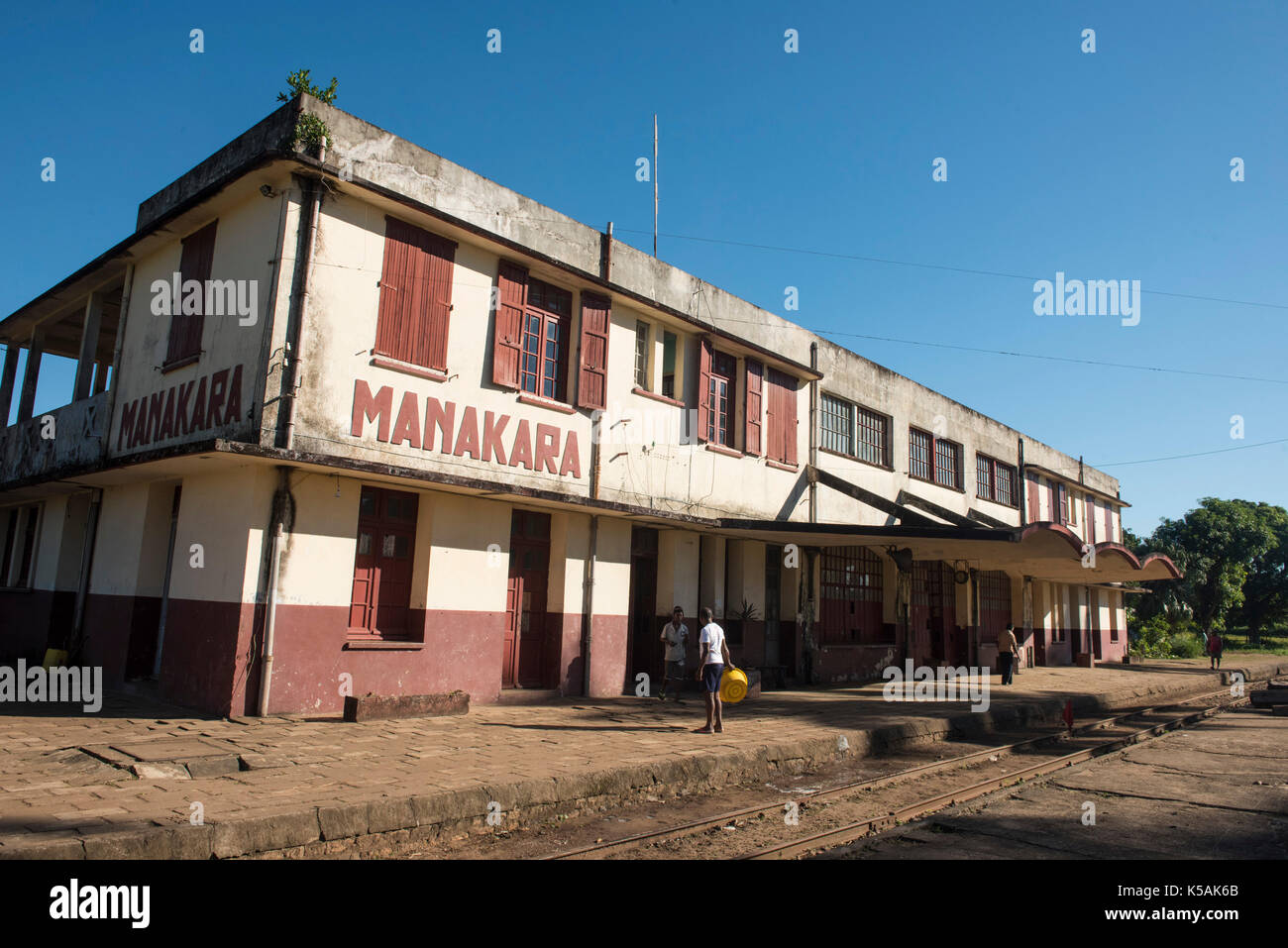 Historical railway station at the end of the Fianarantsoa-Manakara line ...