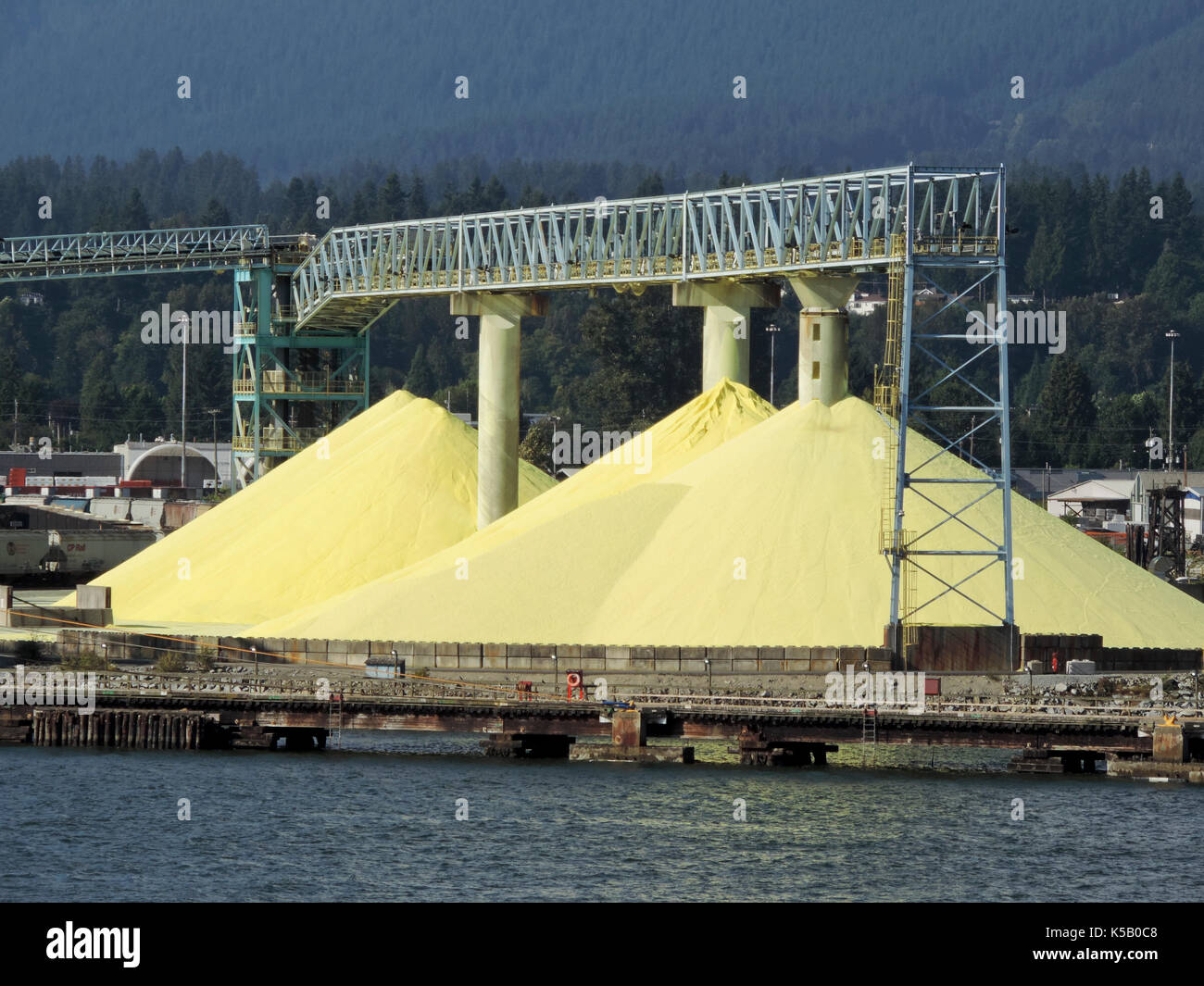 YELLOW STOCK PILES IN SHIPYARD, ALASKA Stock Photo - Alamy