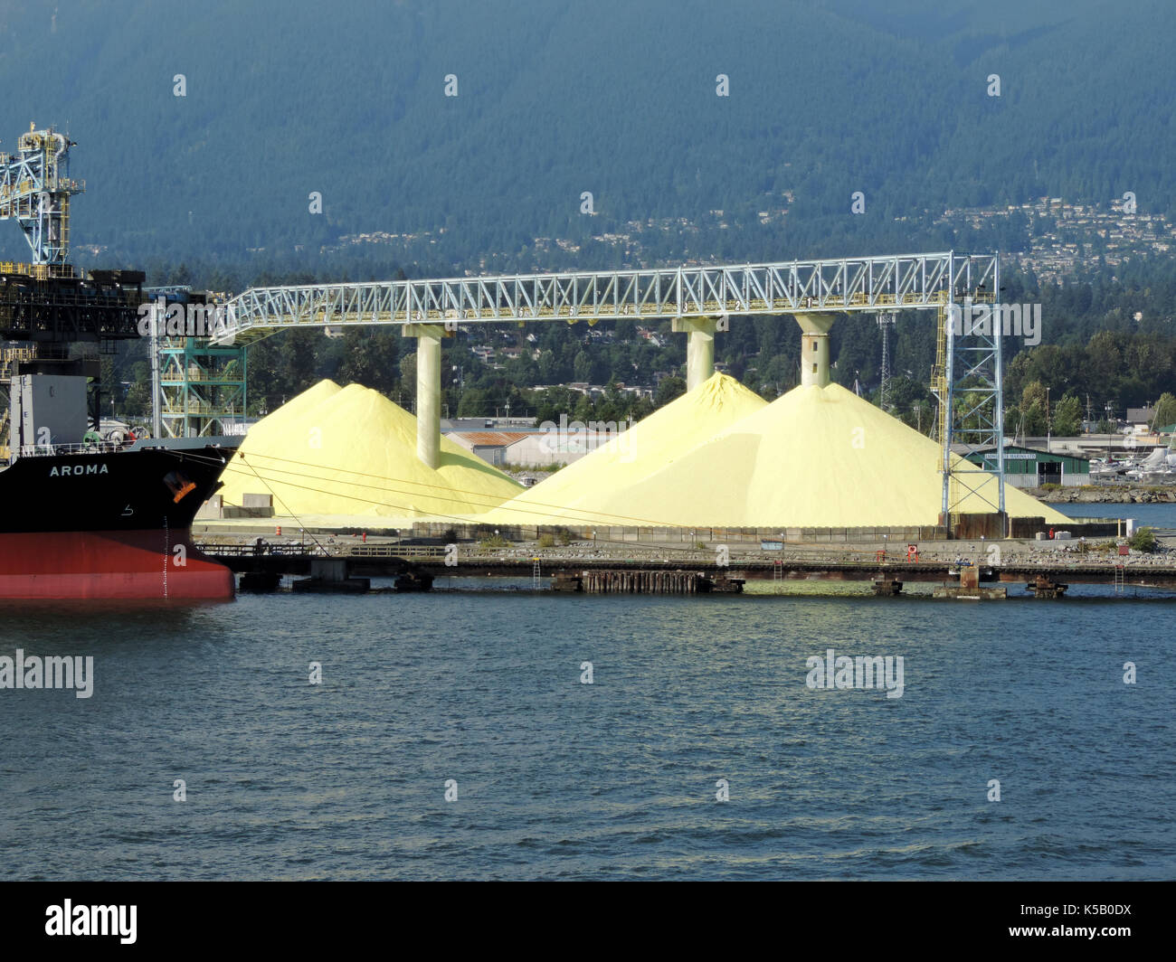 YELLOW STOCK PILES IN SHIPYARD, ALASKA Stock Photo - Alamy