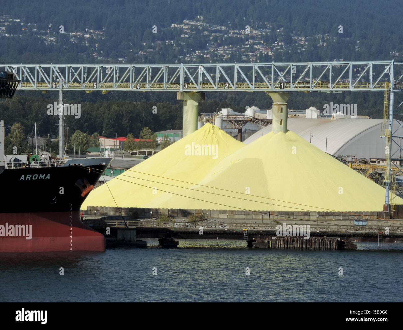 YELLOW STOCK PILES IN SHIPYARD, ALASKA Stock Photo - Alamy