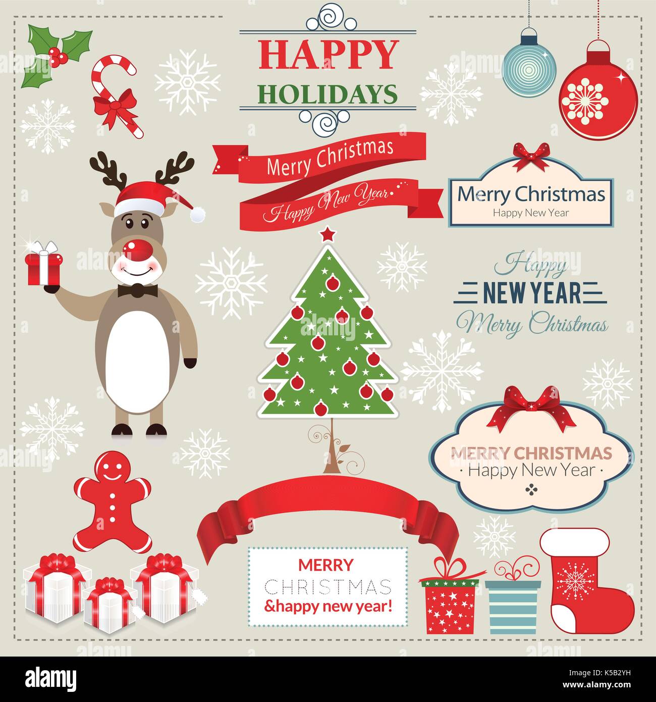 Abstract christmas set. Vector, illustration Stock Vector Image & Art ...