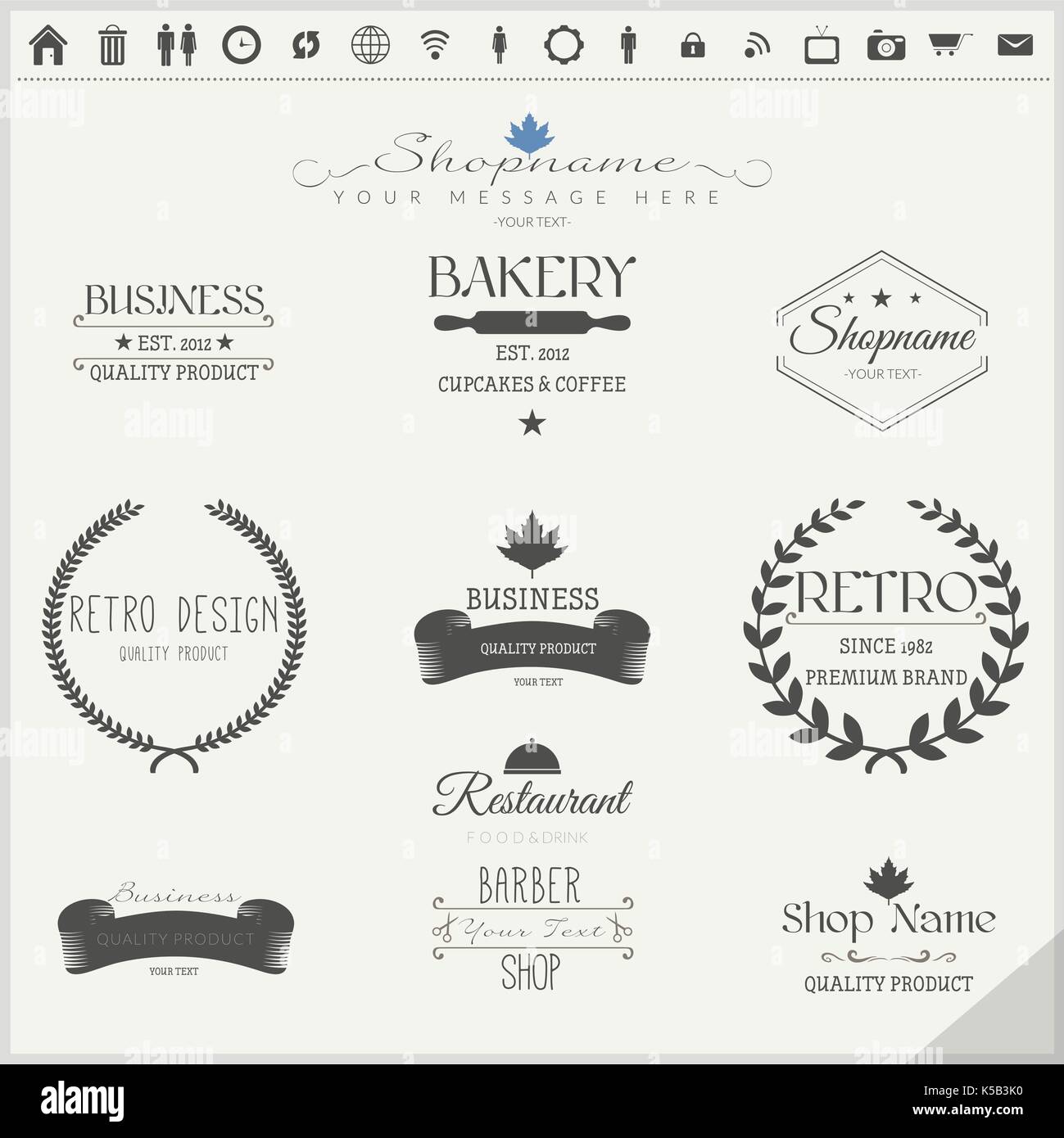 Vector set of retro labels, buttons and icons. Vector EPS 10 file ...