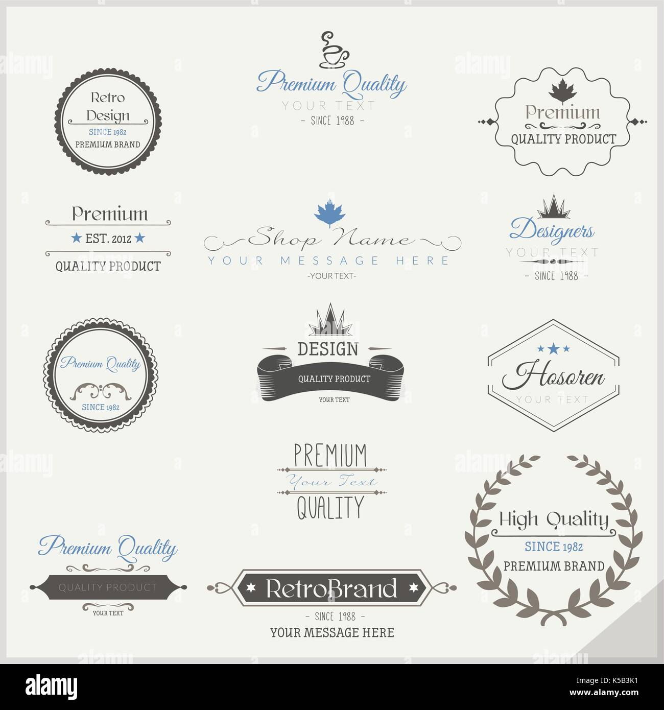Vector set of retro labels, buttons and icons. Vector EPS 10 file ...