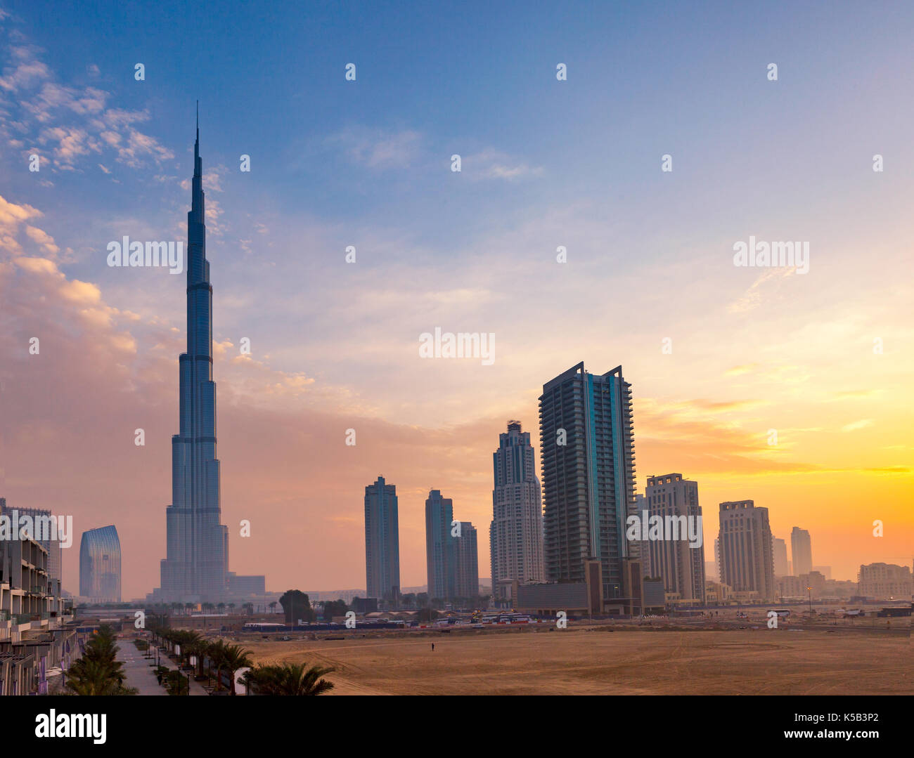Panoramic view of Burj Khalifa and Dubai skyline Stock Photo - Alamy