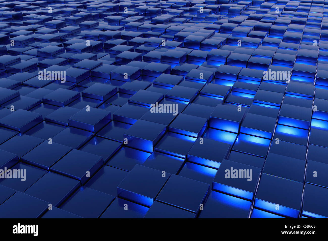 a landscape with many blue cubes Stock Photo - Alamy