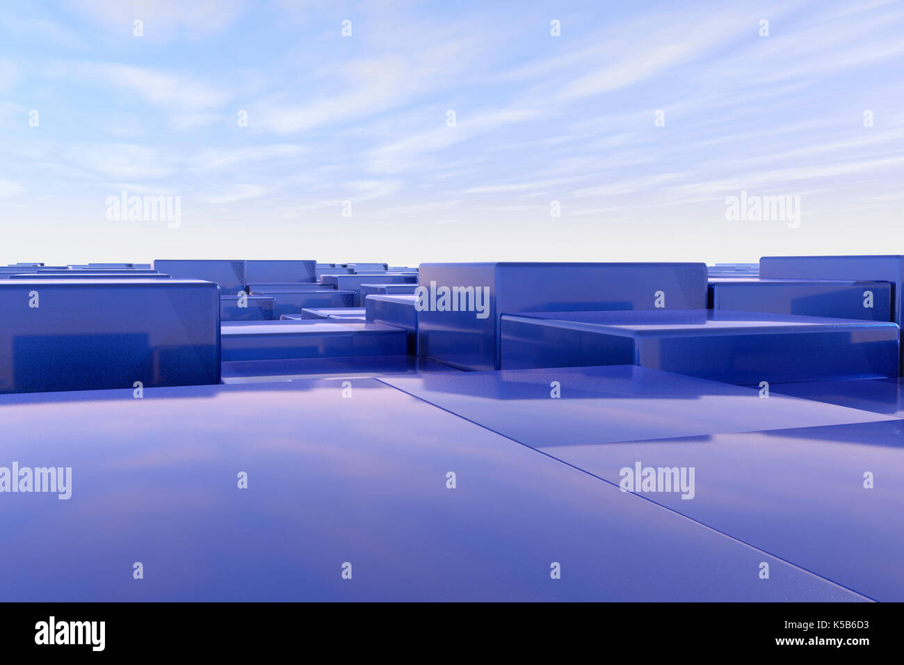 a landscape with many blue cubes Stock Photo - Alamy