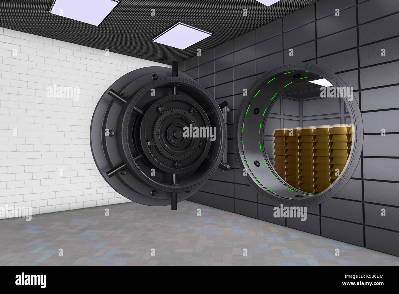 a big metallic bank vault Stock Photo - Alamy