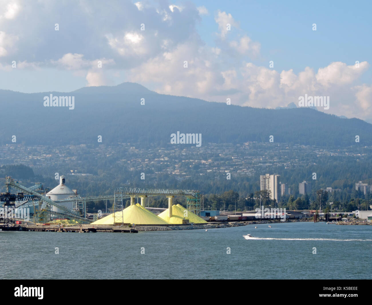 YELLOW STOCK PILES IN SHIPYARD, ALASKA Stock Photo - Alamy