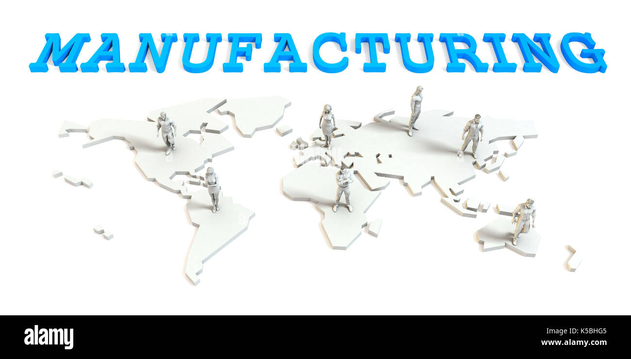 Manufacturing Global Business Abstract with People Standing on Map ...