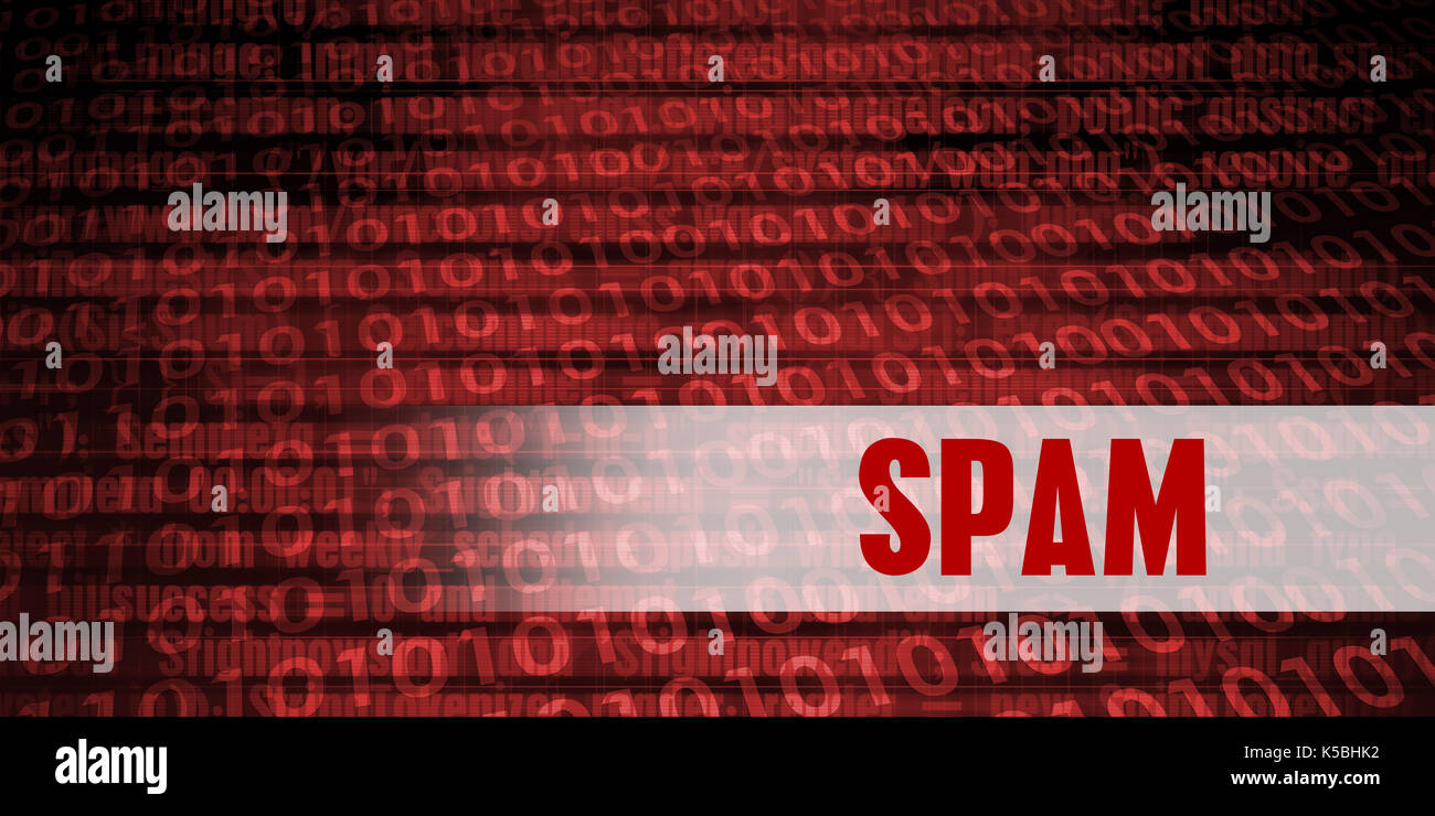 Spam Security Warning on Red Binary Technology Background Stock Photo - Alamy
