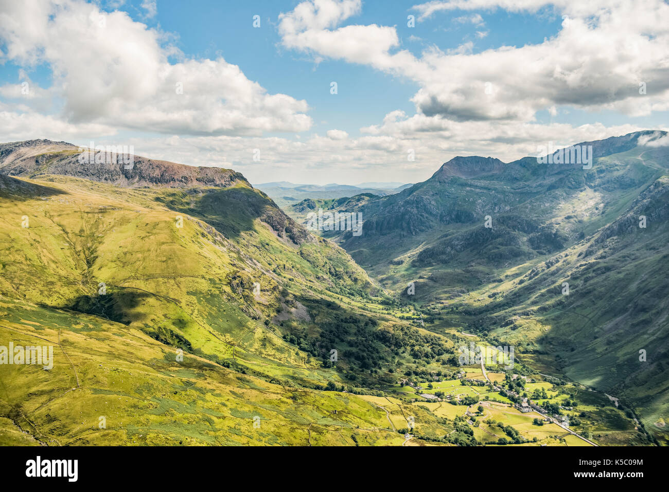 Aerial views of Snowdonia National Park shot from a helicopter 12th ...