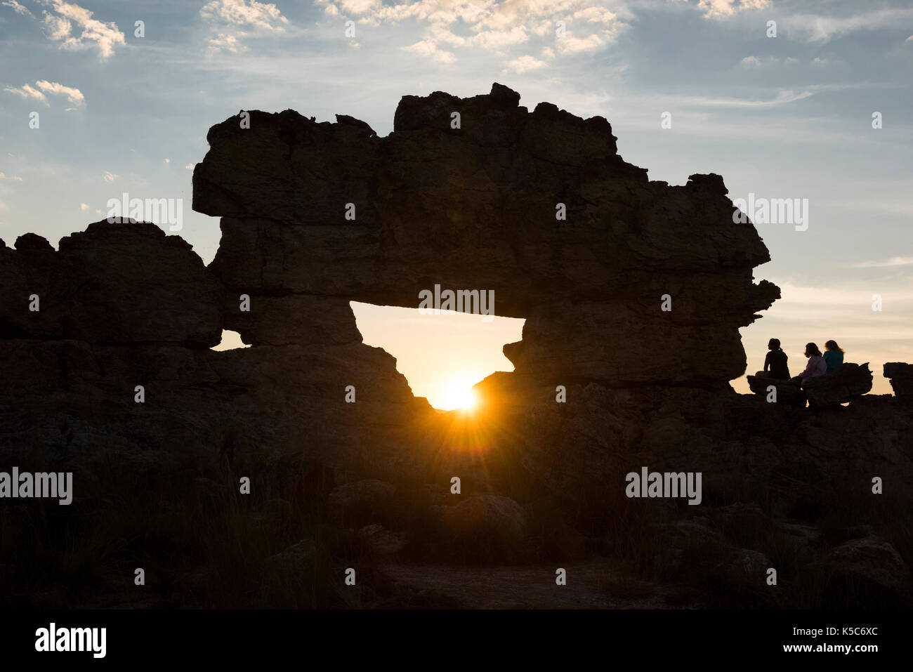 La Fenêtre de l'Isalo or Isalo windo, at sunset, Isalo National Park ...