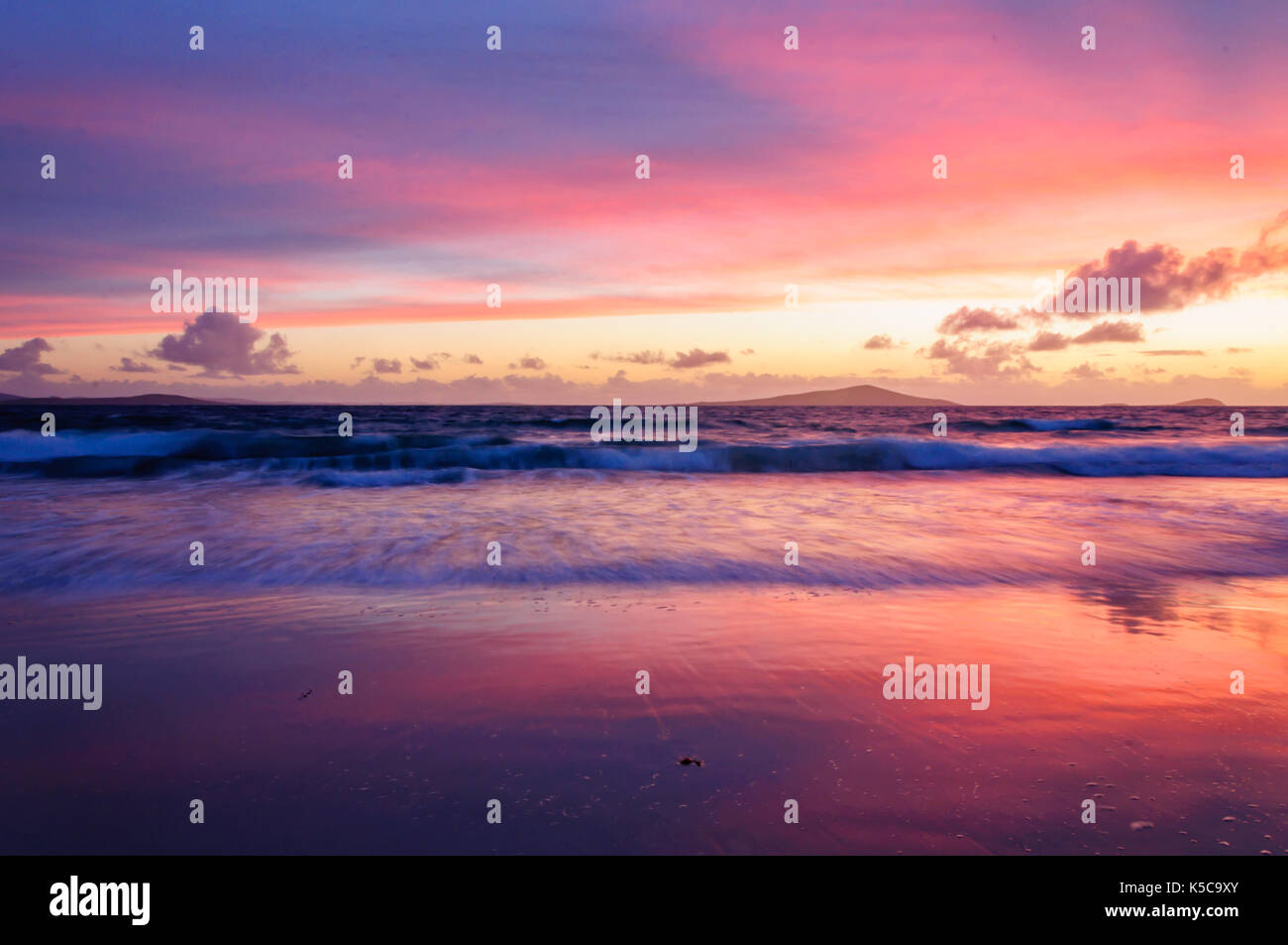 Seascape at sunset looking south from Northton Beach on the isle of ...