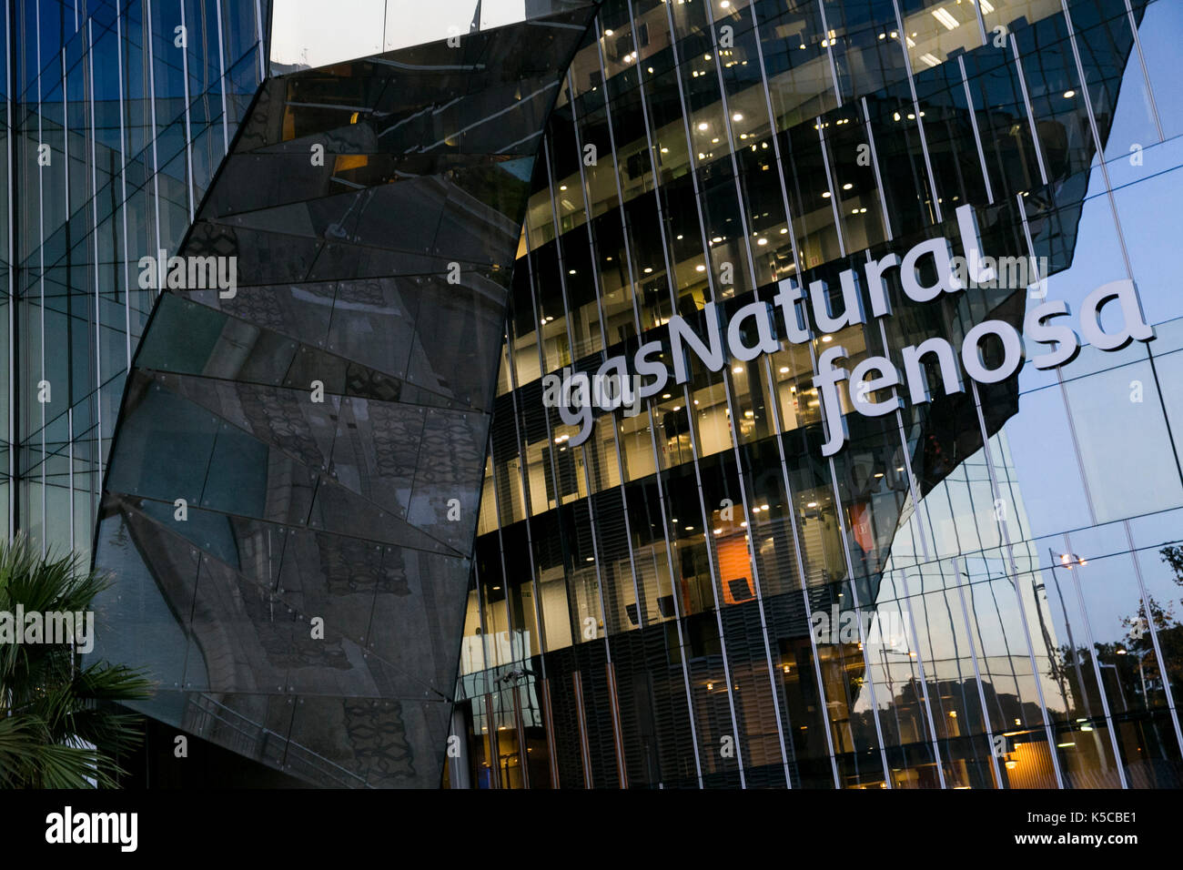 A logo sign outside of the headquarters of Gas Natural Fenosa in ...