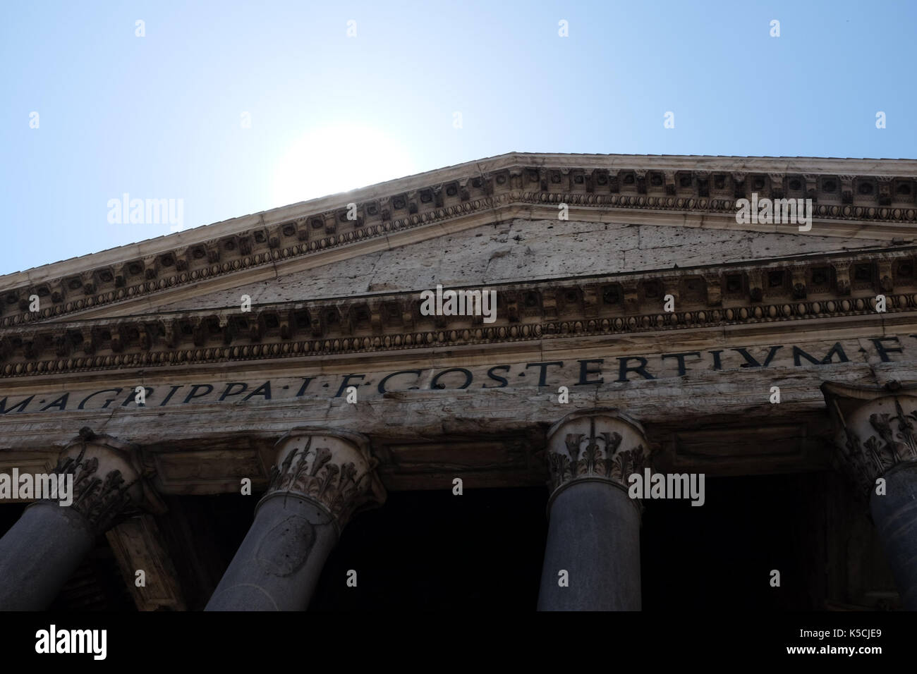General views of the Pantheon with light behind it in Rome, Italy on ...