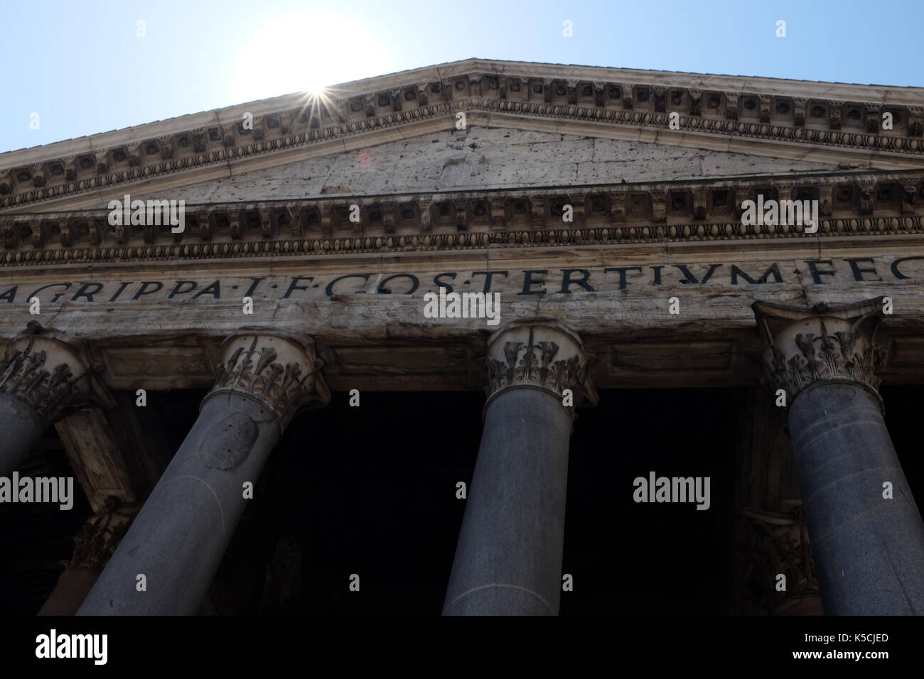 General views of the Pantheon with light behind it in Rome, Italy on ...