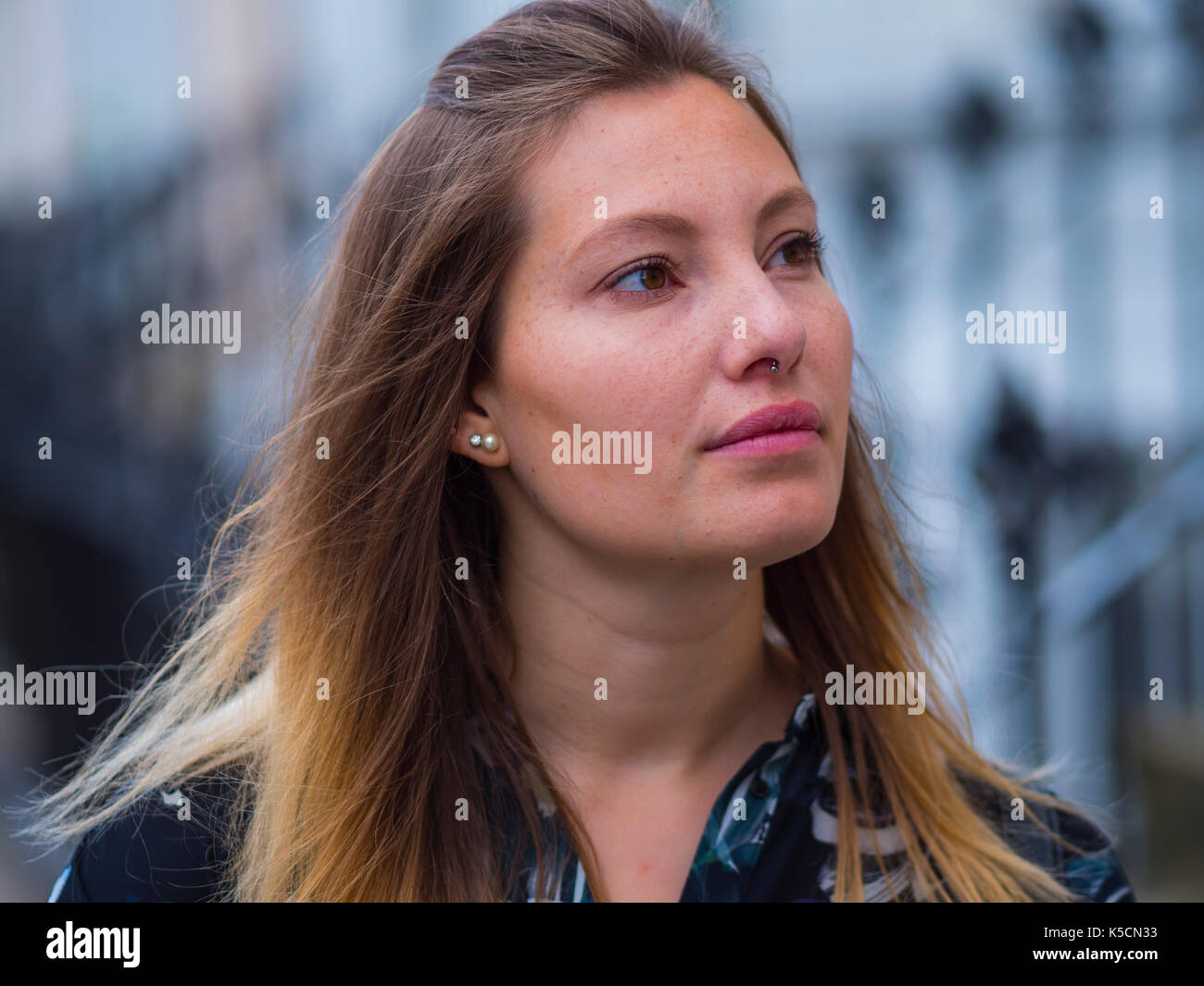 Portrait of a reflective girl Stock Photo - Alamy