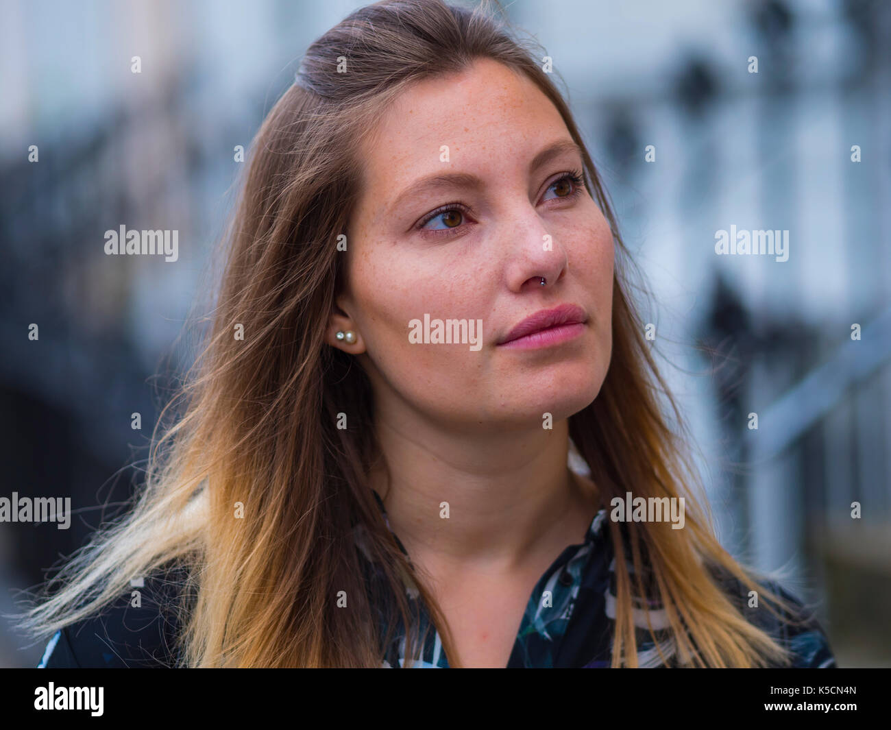 Portrait of a reflective girl Stock Photo - Alamy