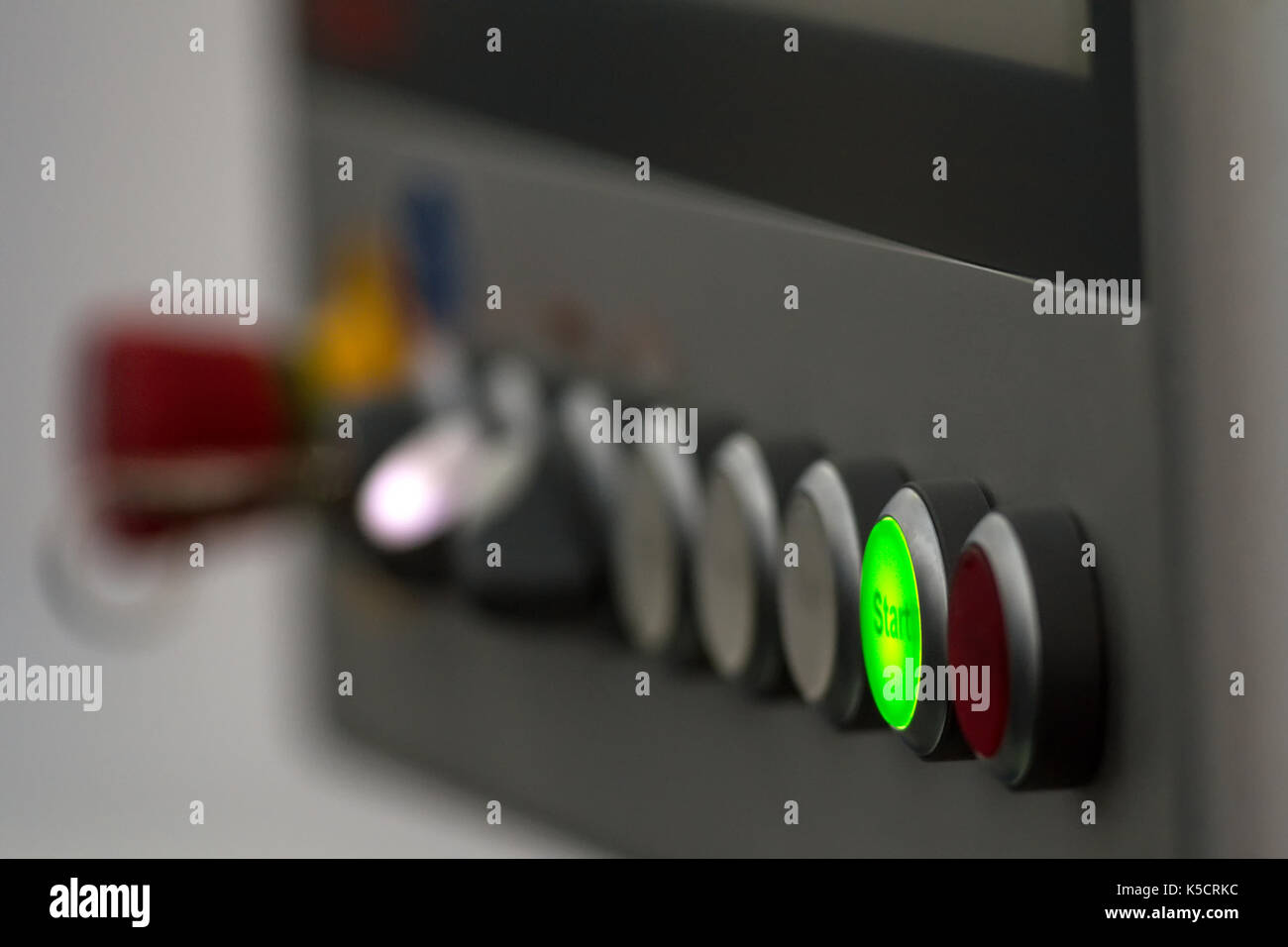 Energy security - system management panel. Red power button ...