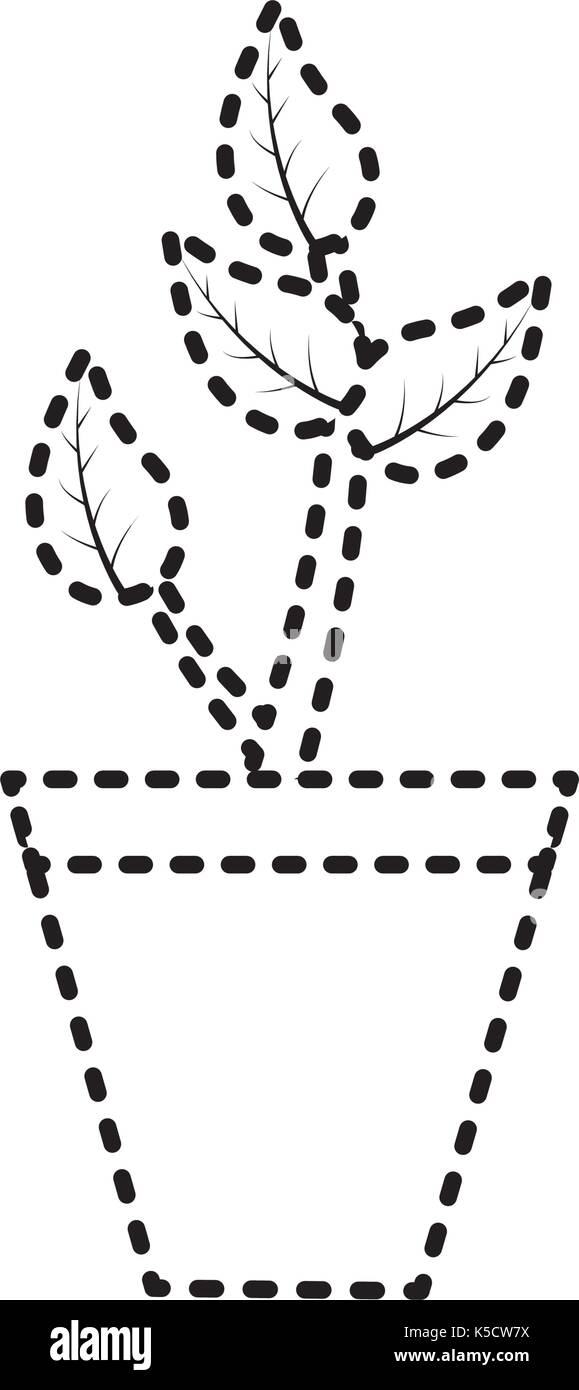 dotted shape natural plant with leaves and ecology care Stock Vector ...