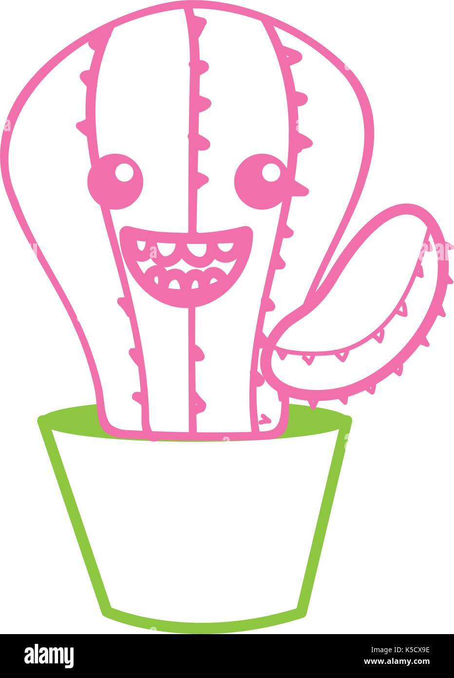 line kawaii cute happy cactus plant Stock Vector Image & Art - Alamy